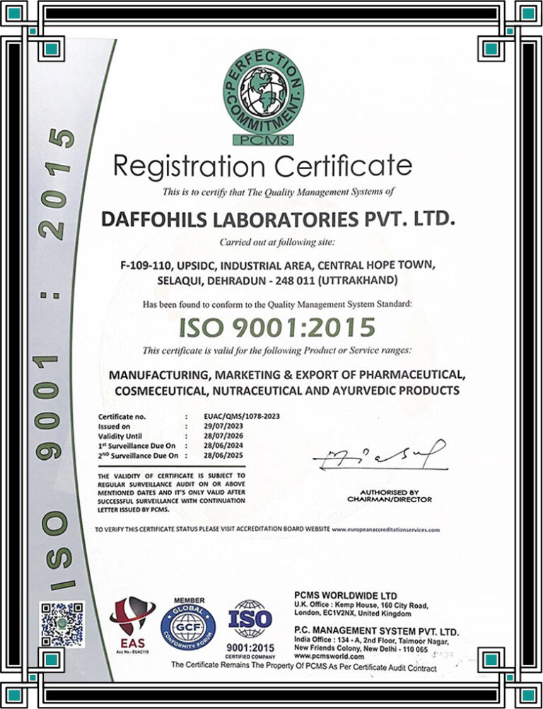 Accreditation & Achievements - Daffohils Laboratories Pvt Ltd Accreditation & Achievements - Daffohils Laboratories Pvt Ltd